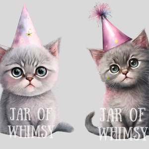 Watercolour Party Cats Clipart Cute Kitten Birthday PNG Digital Image ...