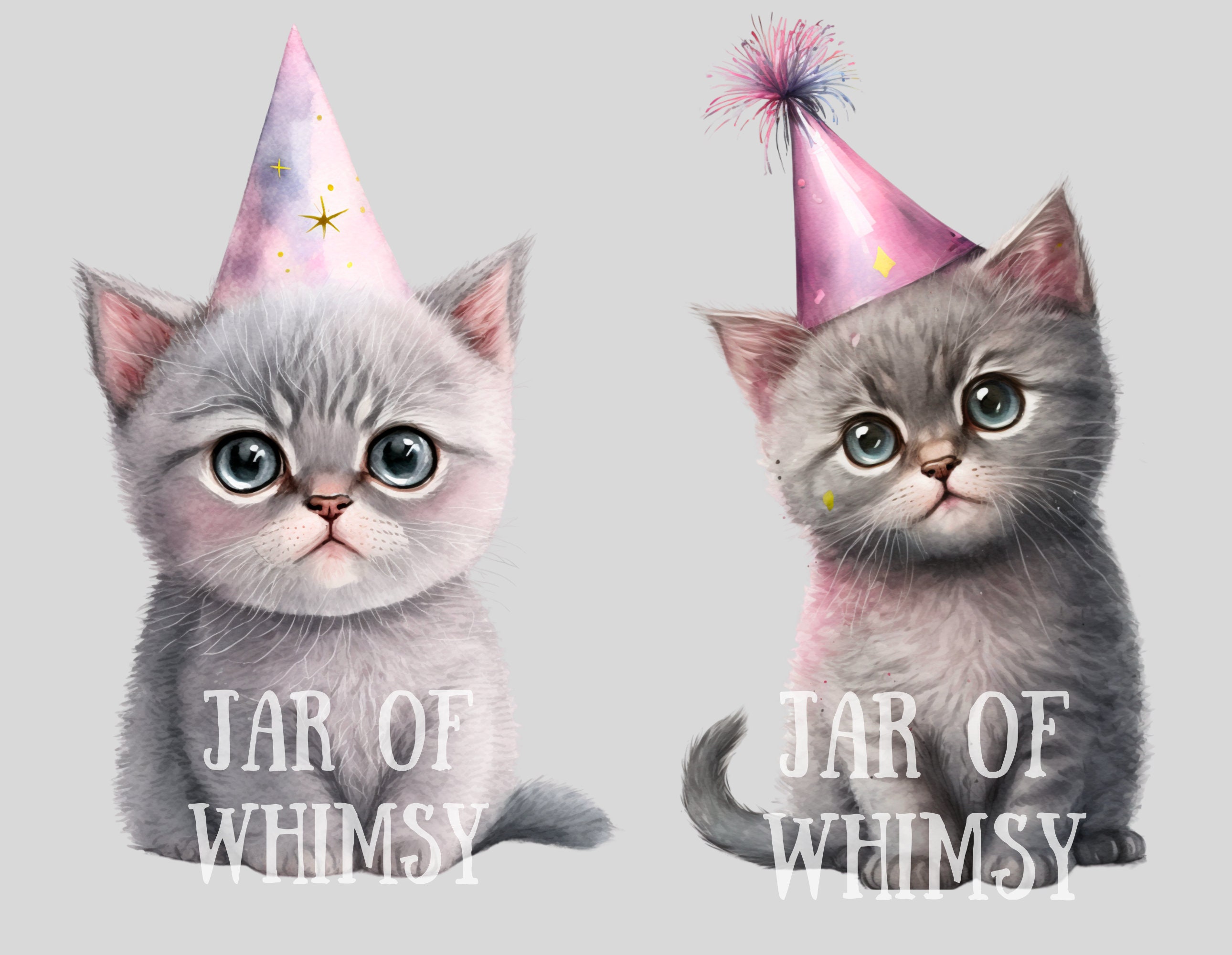 Watercolour Party Cats Clipart Cute Kitten Birthday PNG - Etsy UK