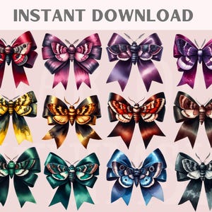Watercolour Moth Bow Clipart Gothic Spooky Bow PNG Digital Image ...