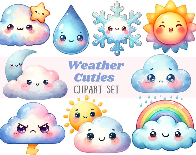 Pastel Cloud Rainbow Sun Digital Clipart Clip Art Illustrations Limited ...
