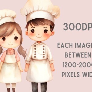 Watercolour Cute Baker Clipart Kawaii Cupcake Bakery PNG Digital Image ...