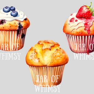 Watercolour Muffin Clipart Delicious Cupcake Bakery Treat PNG Digital ...