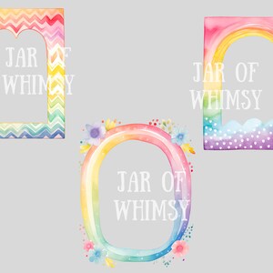 Watercolour Rainbow and Floral Frame Clipart Cute Bright Frames PNG ...
