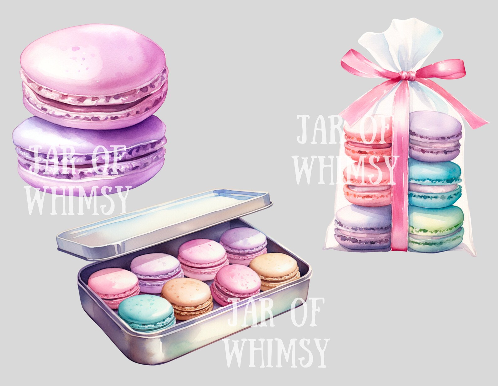 Watercolour Pastel Macaron Clipart French Macaroon PNG Digital Image ...