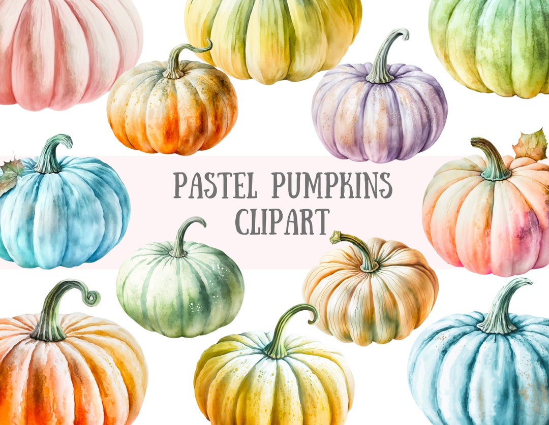 Watercolour Pastel Pumpkin Clipart Rustic Pumpkin PNG Digital Image ...