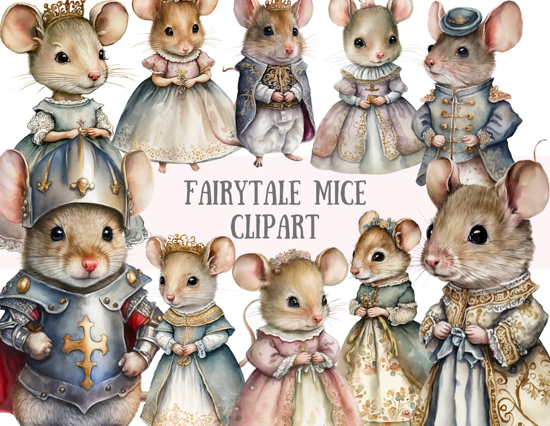 Watercolour Fairytale Mice Clipart Princess Mouse PNG Digital Image ...