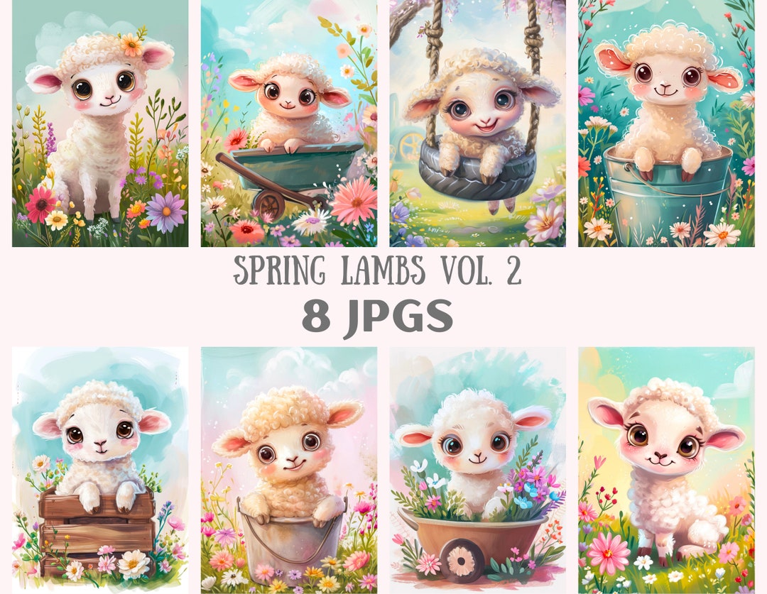 Watercolour Spring Lamb Clipart Easter Baby Sheep JPG Digital Image ...