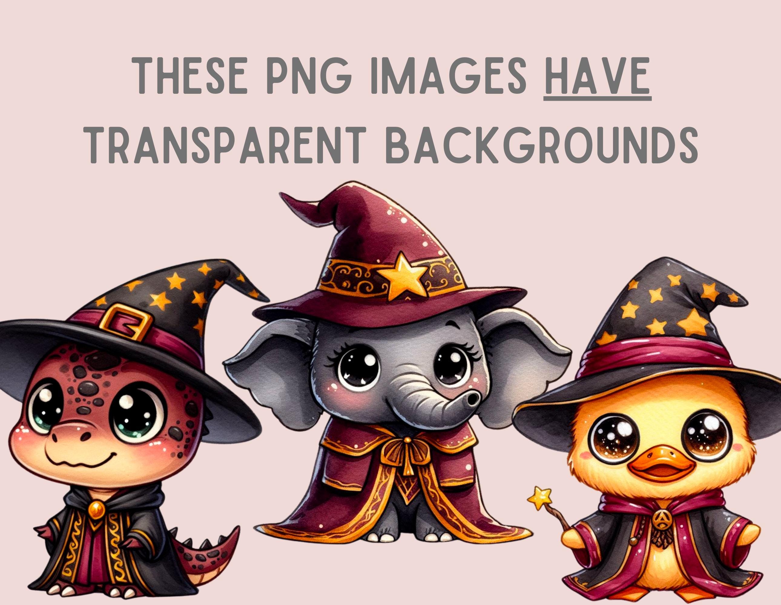 Watercolour Wizard Animal Clipart Kawaii Witch Animal PNG Digital Image ...