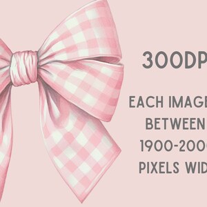 Watercolour Baby Pink Bows Clipart - Baby Pink Check Bow PNG Digital ...