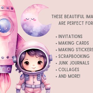 Watercolour Cute Astronaut Clipart Pastel Outer Space Galaxy PNG ...