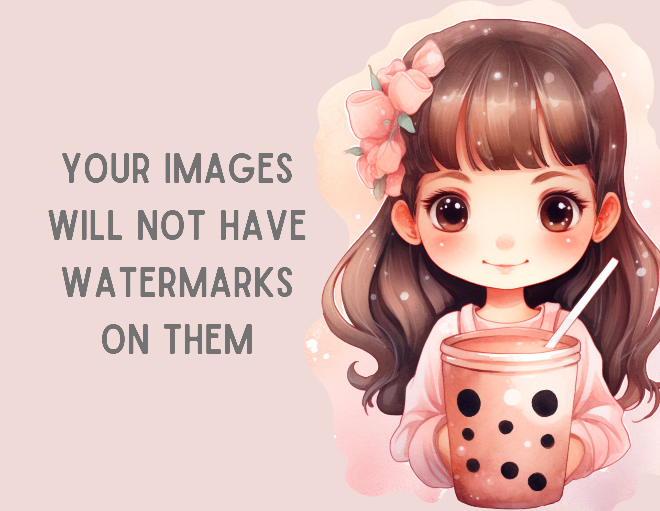 Watercolour Kawaii Bubble Tea Clipart Cute Boba Tea Milk Tea PNG ...
