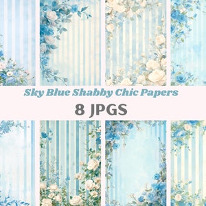 Watercolour Sky Blue Shabby Chic Papers Clipart Digital Paper JPG ...
