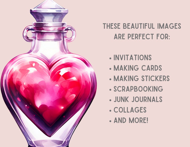 Watercolour Love Potion Clipart Cute Valentines Day Potion PNG Digital ...