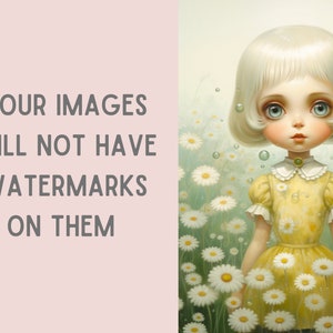 Watercolour Whimsical Daisy Girl Clipart Big Eyed Girl Art JPG Digital ...