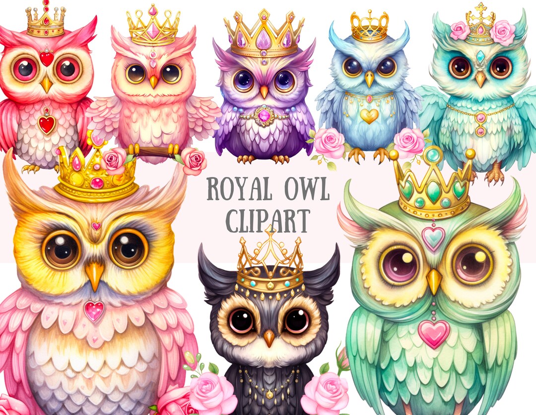 Watercolour Royal Owl Clipart Cartoon Fantasy Owl PNG Digital Image ...