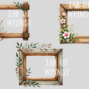 Watercolour Rustic Wooden Frame Clipart Natural Wood Frames PNG Digital ...