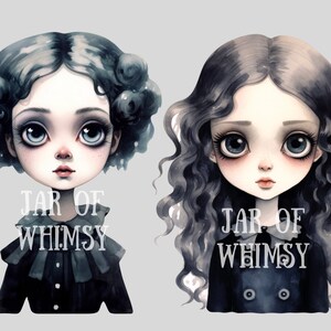 Watercolour Whimsical Gothic Girl Clipart Goth Fashion Girl PNG Digital ...