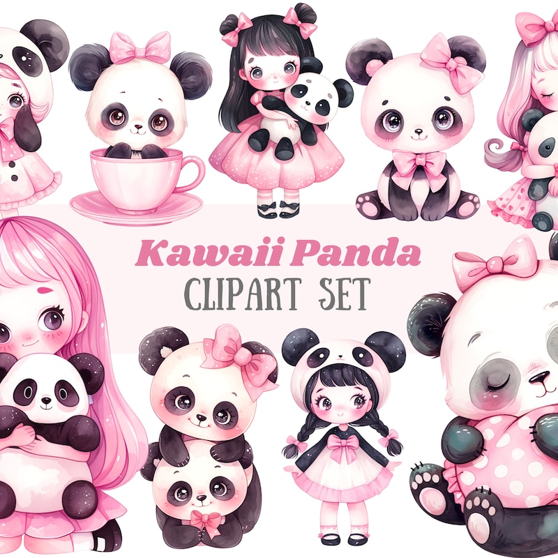 Pink Anime Panda - Etsy