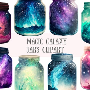 Watercolour Magic Galaxy Jars Clipart - Fantasy Skies PNG Digital Image ...