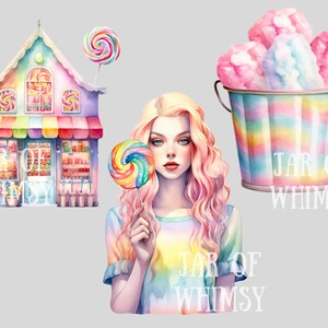 Watercolour Rainbow Candy Shop Clipart Candy Store Lollipop PNG Digital ...