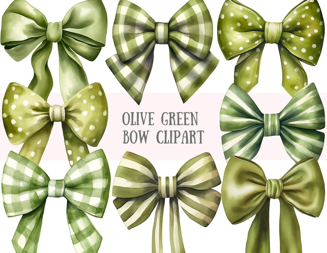 Watercolour Olive Green Bow Clipart Avocado Green Bow PNG Digital Image ...