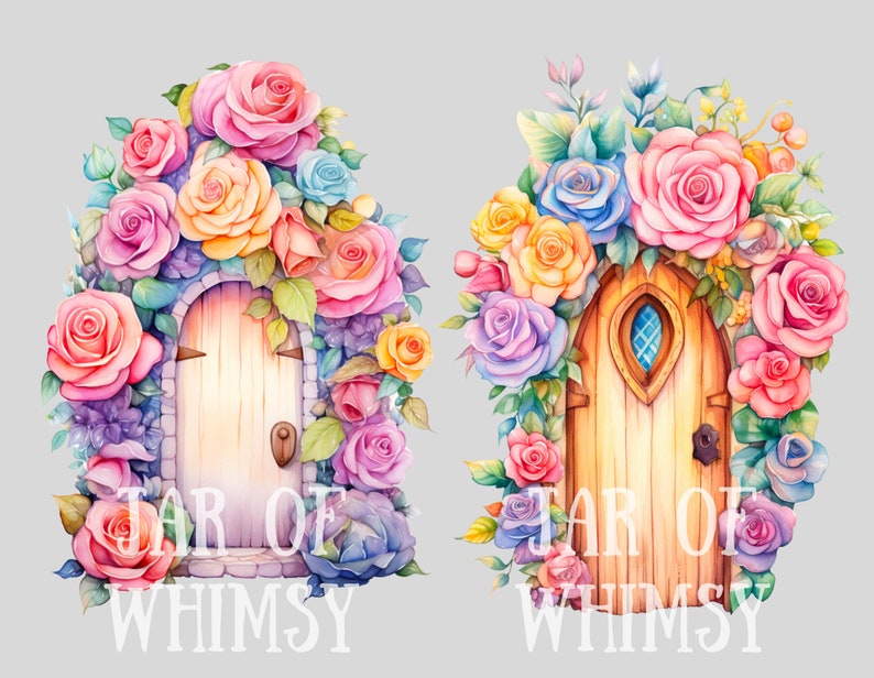 Watercolour Fairy Door Clipart Pastel Fantasy Door PNG Digital Image ...
