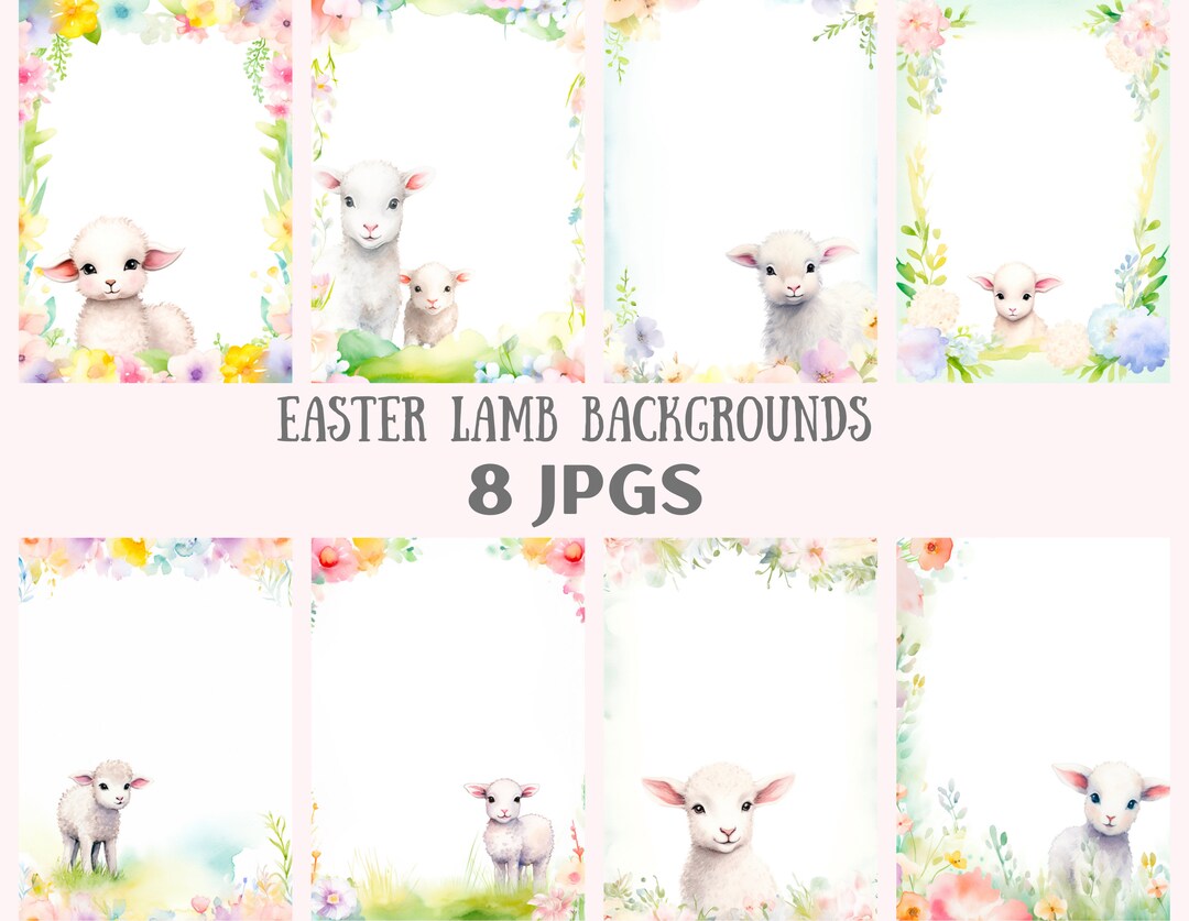 Watercolour Easter Lamb Background Clipart Easter Party JPG Digital ...