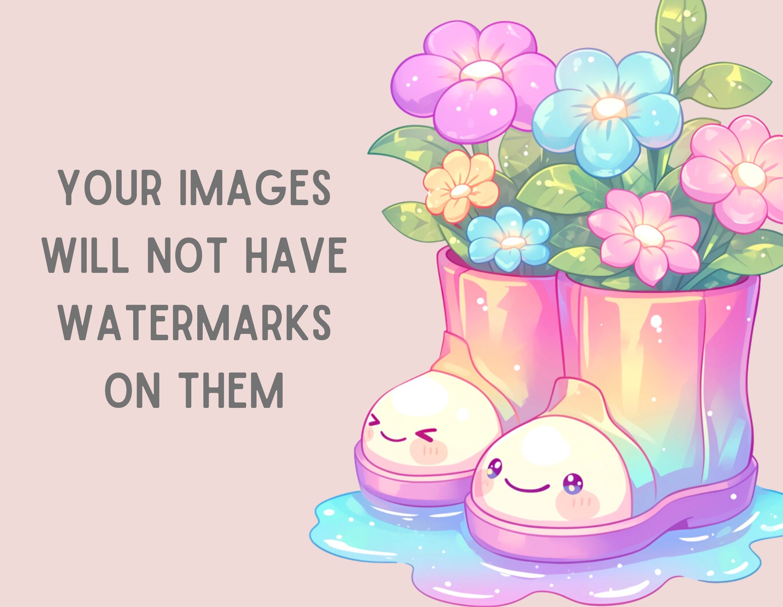 Watercolour Kawaii Spring Garden Clipart Cute Rainbow Spring PNG ...