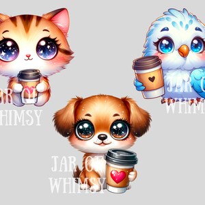 Watercolour Cute Coffee Clipart Takeaway Coffee Animal PNG Digital ...