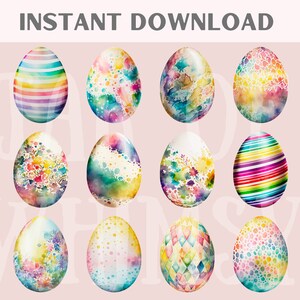 Watercolour Rainbow Easter Eggs Clipart - Spring Rainbow PNG Digital ...