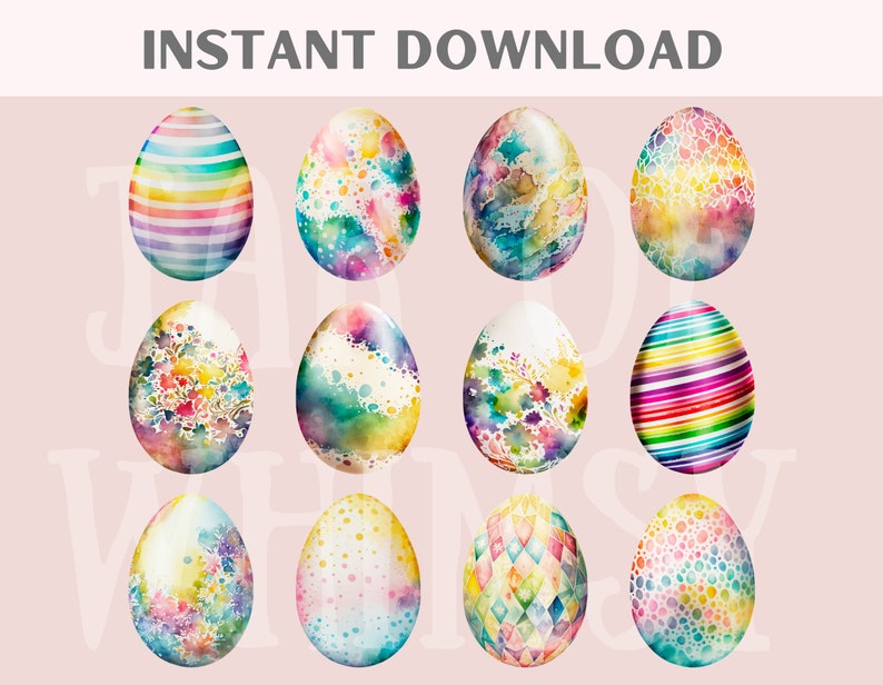 Watercolour Rainbow Easter Eggs Clipart - Spring Rainbow PNG Digital ...