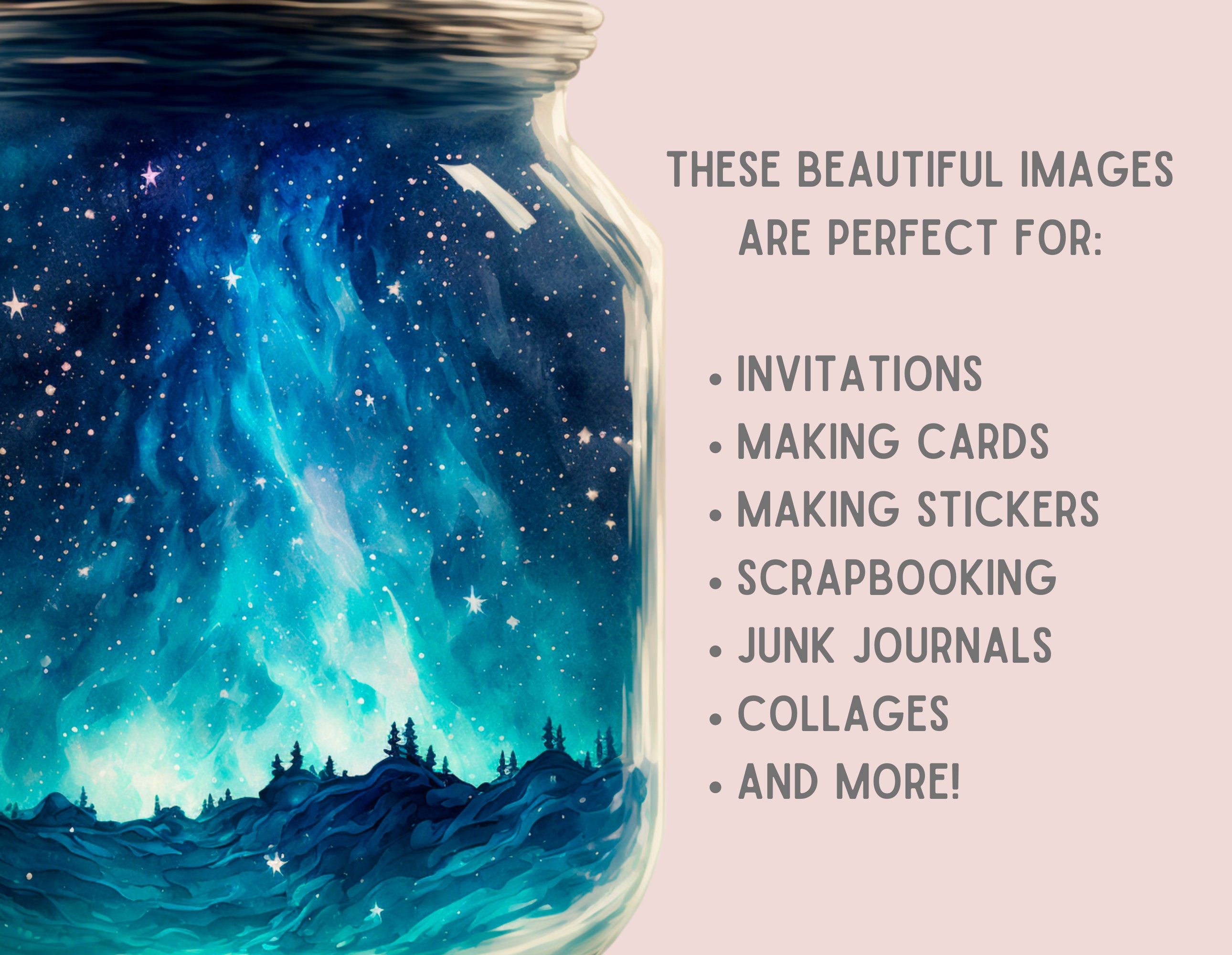 Watercolour Magic Galaxy Jars Clipart - Fantasy Skies PNG Digital Image ...