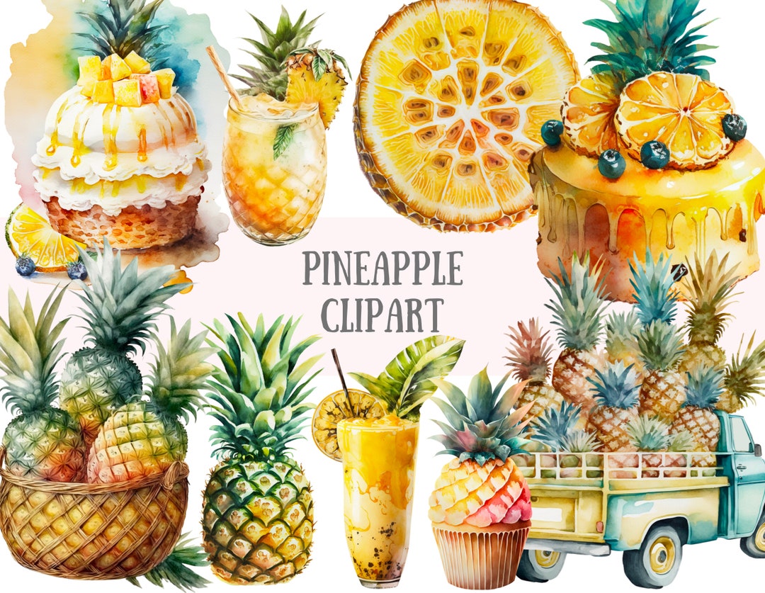 Watercolour Pineapple Clipart Tropical Fruit PNG Digital Image ...