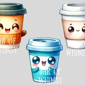 Watercolour Kawaii Coffee Clipart Cute Coffee Cup Mug PNG Digital Image ...