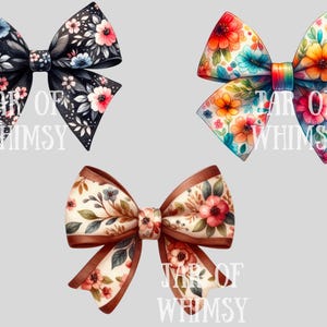 Watercolour Floral Bow Clipart Cute Floral Print Bow PNG Digital Image ...