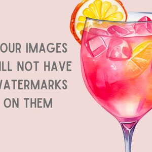 Watercolour Colourful Cocktails Clipart Cocktail Hour Menu PNG Digital ...