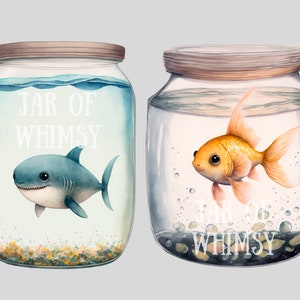 Watercolour Sea Creature Jars Clipart - Ocean Fantasy PNG Digital Image ...