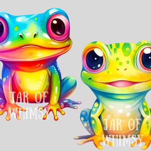 Watercolour Bright Rainbow Frog Clipart Kawaii Frogs PNG Digital Image ...