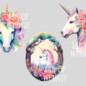 Watercolour Spring Unicorn Clipart Fantasy Horses PNG Digital Image ...