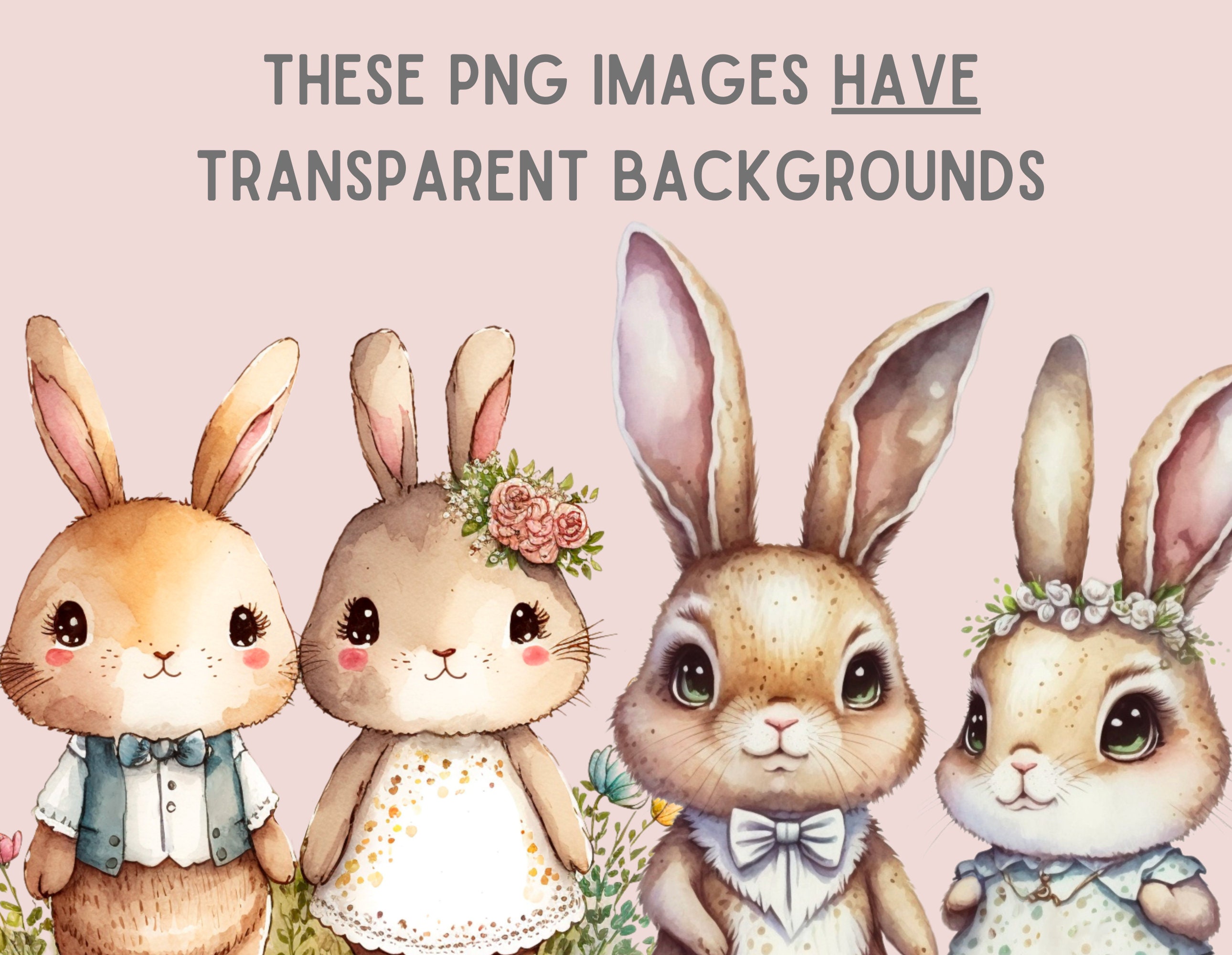 Watercolour Bunny Couples Clipart Love Bunnies PNG Digital - Etsy UK