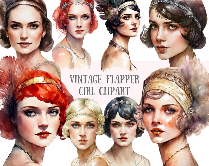 Flapper Girls Clipart, Showgirls, Clipart, 1920's Clipart, Fashion Girl ...