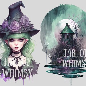 Watercolour Swamp Witch Clipart Gothic Halloween Fantasy PNG Digital ...