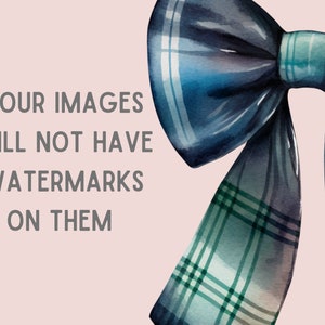 Watercolour Tartan and Plaid Bows Clipart - Check Bow PNG Digital Image ...