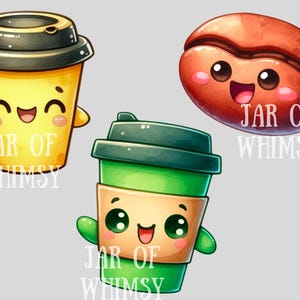Watercolour Kawaii Coffee Clipart Cute Coffee Cup Mug PNG Digital Image ...