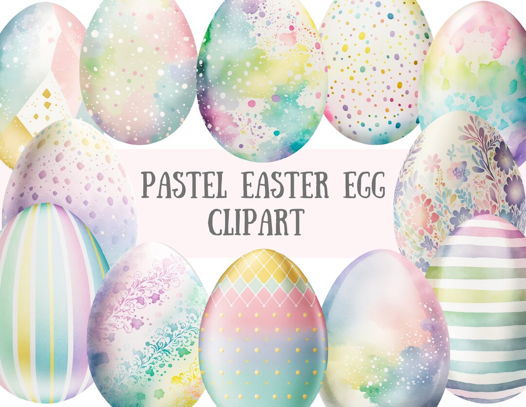 Watercolour Pastel Easter Eggs Clipart - Easter Rainbow PNG Digital ...