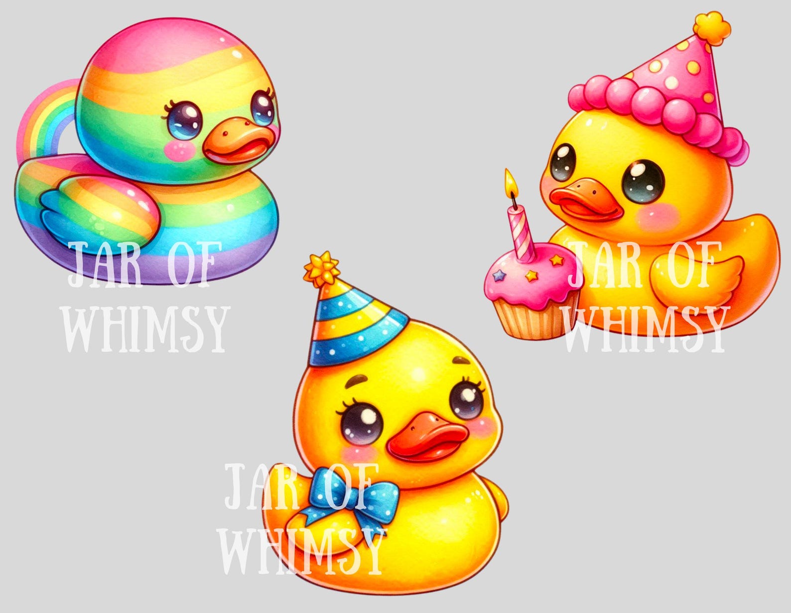 Watercolour Rubber Ducky Clipart Chibi Kawaii Rubber Duck PNG Digital ...