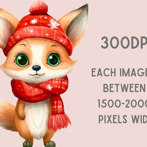 Watercolour Christmas Woodland Animal Clipart Xmas Deer Fox PNG Digital ...