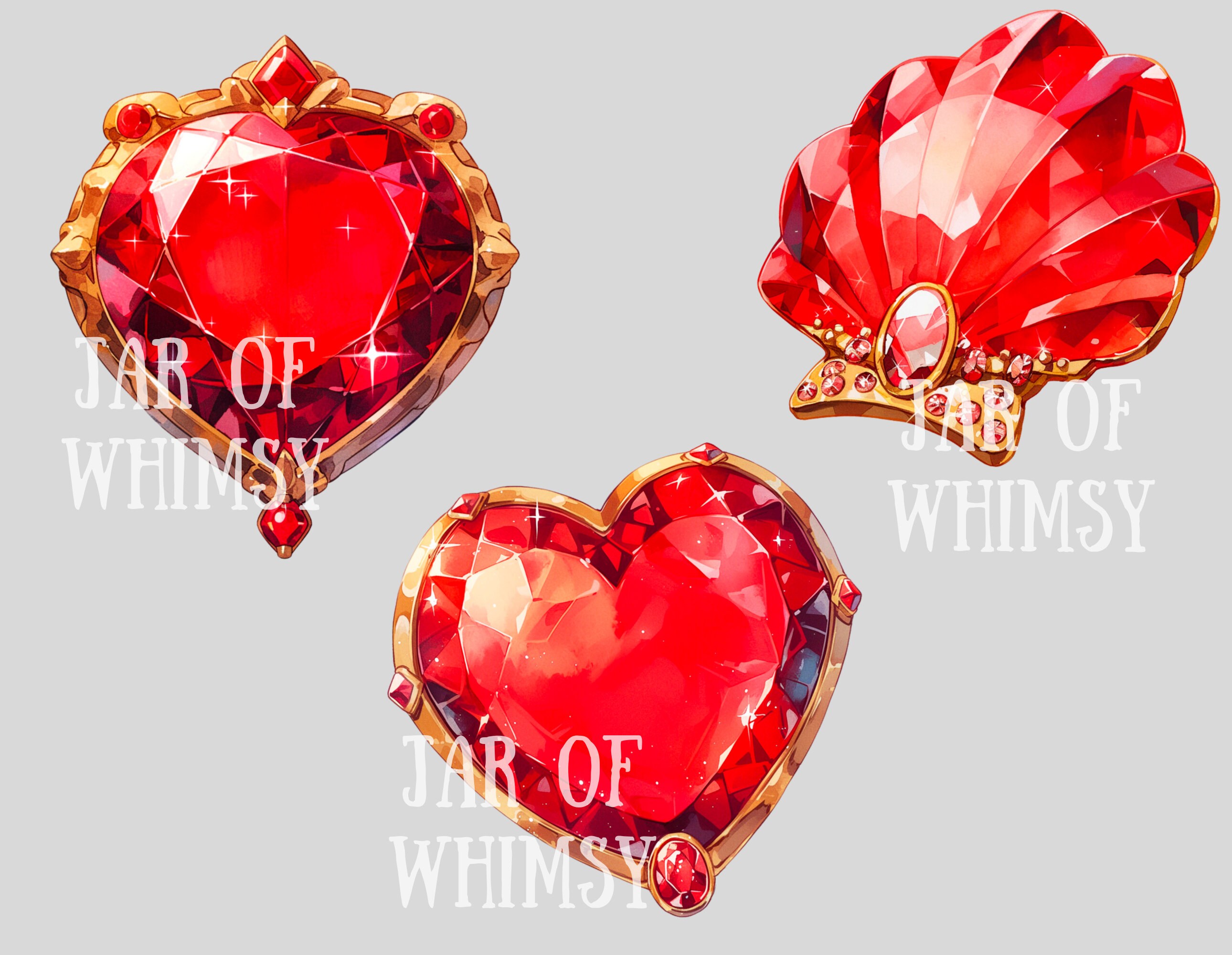 Watercolour Ruby Brooch Clipart July Birthstone Jewelry PNG Digital ...