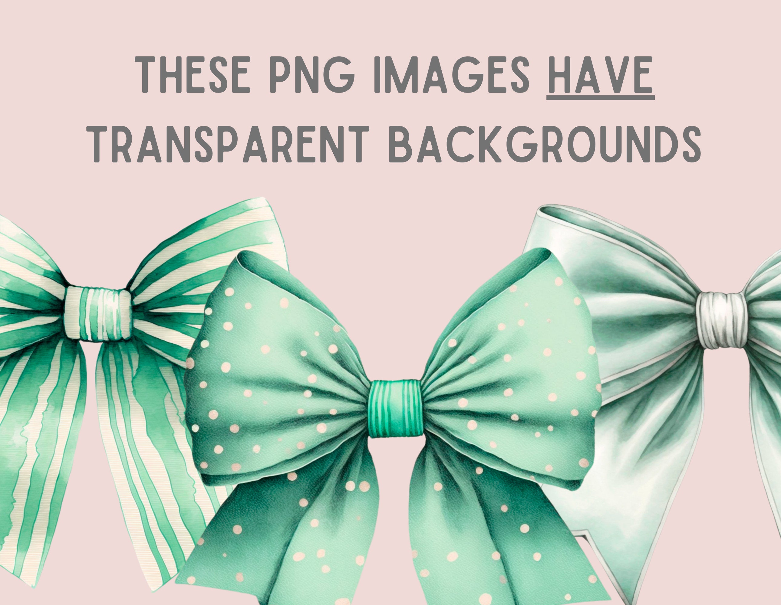 Watercolour Mint Bows Clipart - Mint Green Satin Bow PNG Digital Image ...