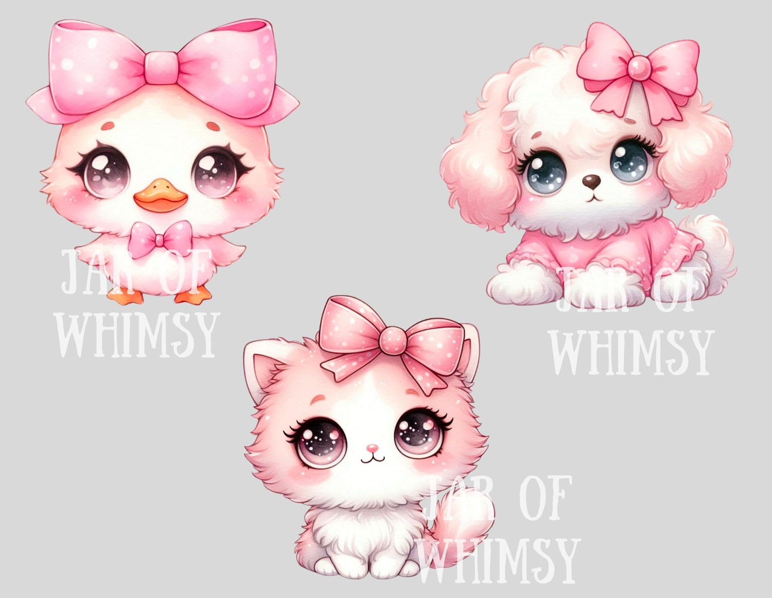 Watercolour Pink Baby Animal Clipart Baby Girl Animals PNG Digital ...